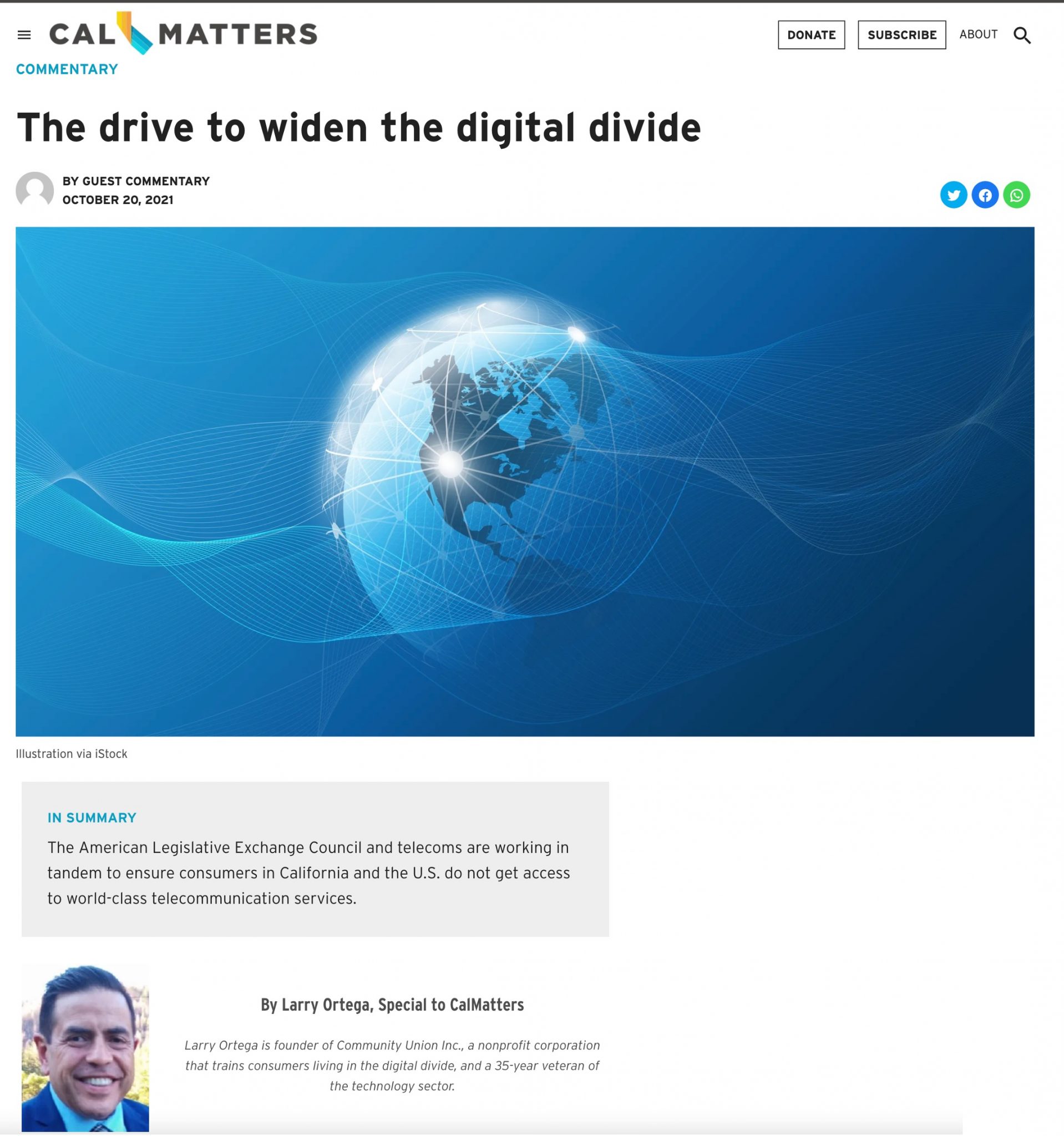 The Drive to Widen the Digital Divide – CalMatters – L. A. Ortega